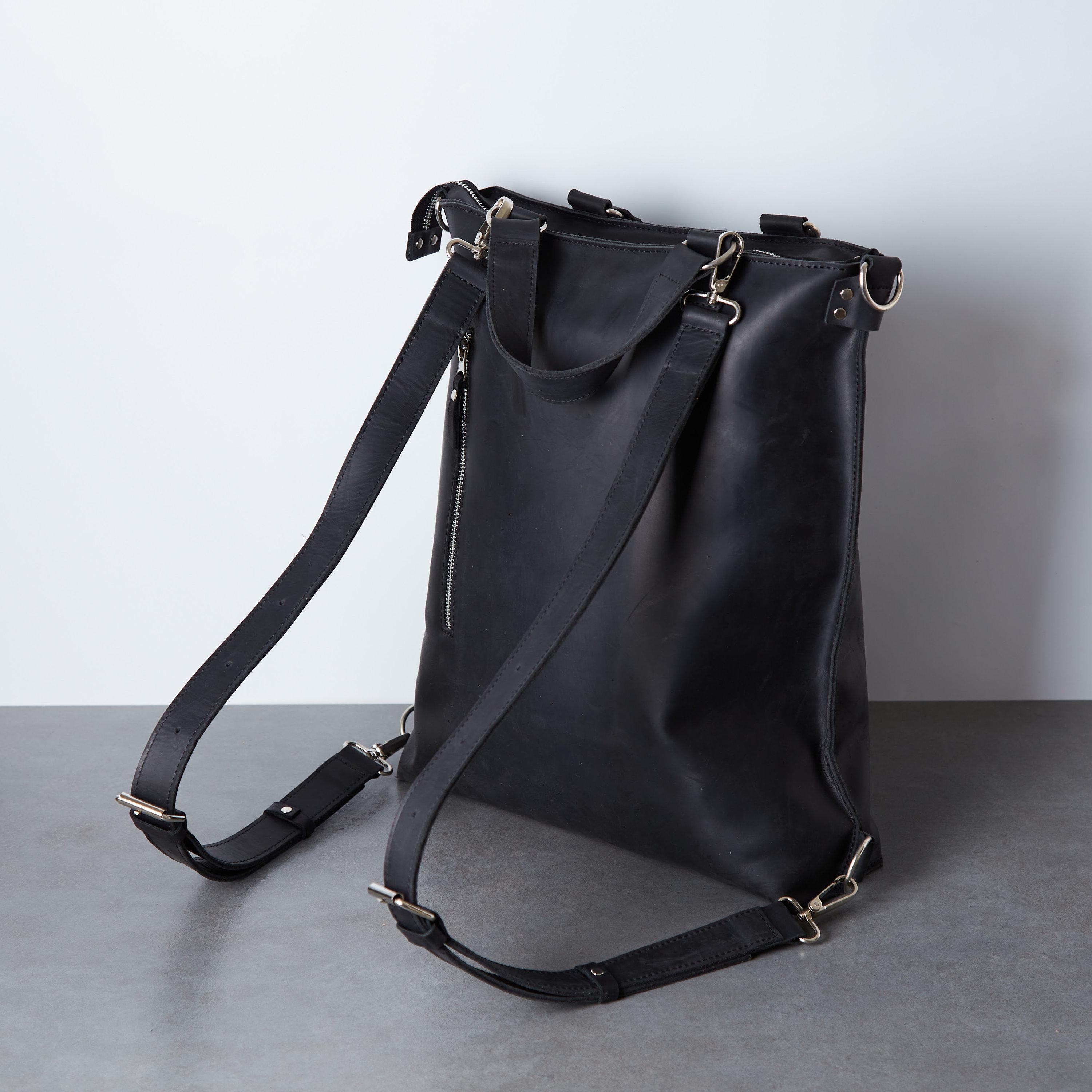 Leather Convertible Backpack Purse, Brown Laptop Tote Bag, Minimalist ...