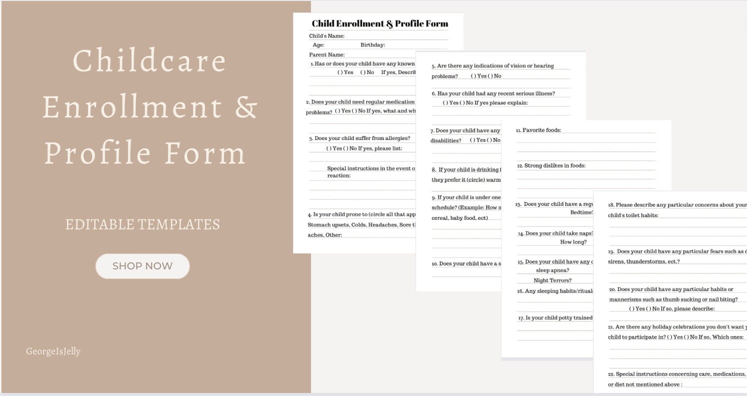 Child Enrollment & Profile Form for Parents - Health and Habits ...