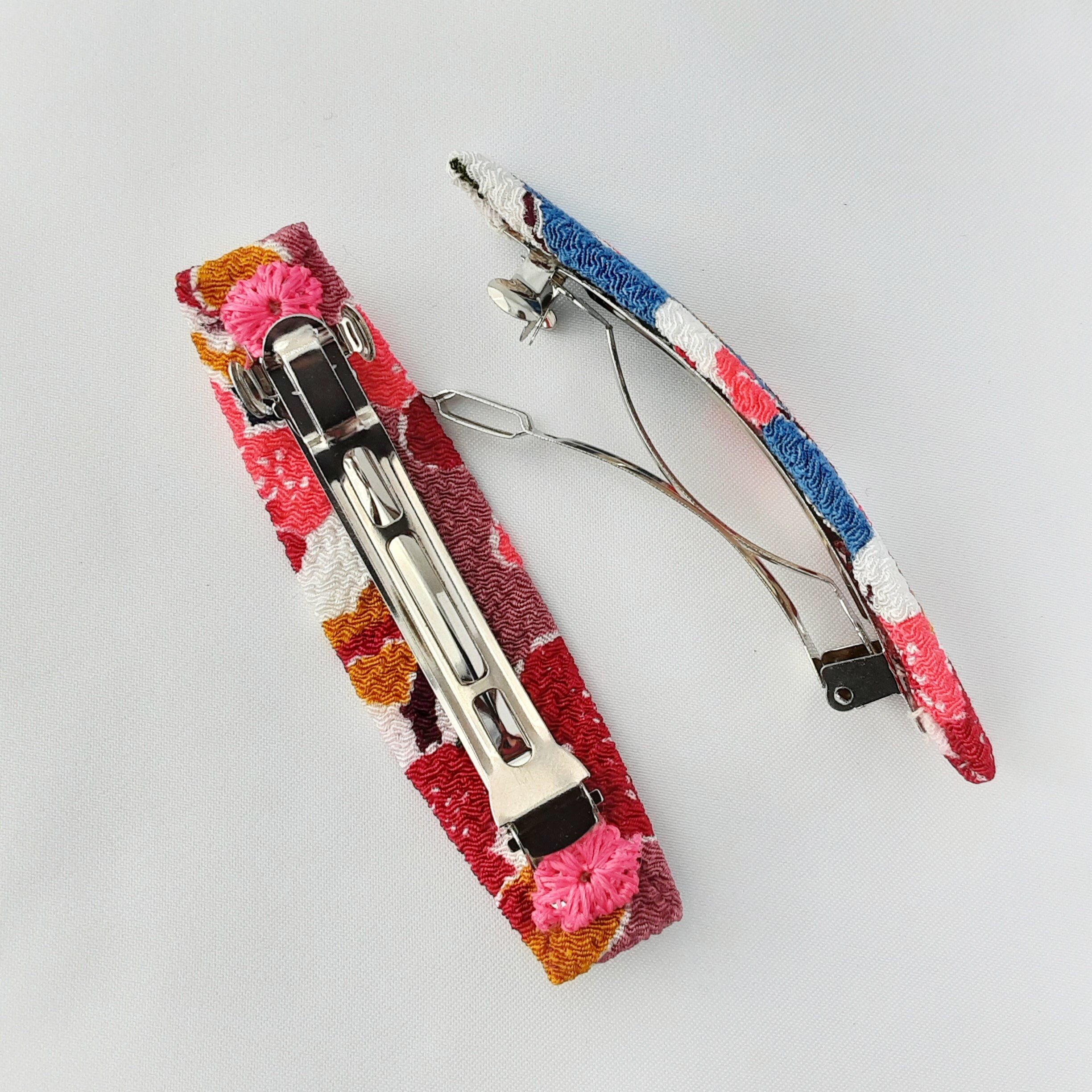 Japanese Silk Hair Clip With Bright Textured Flowers. Bold and Bright ...