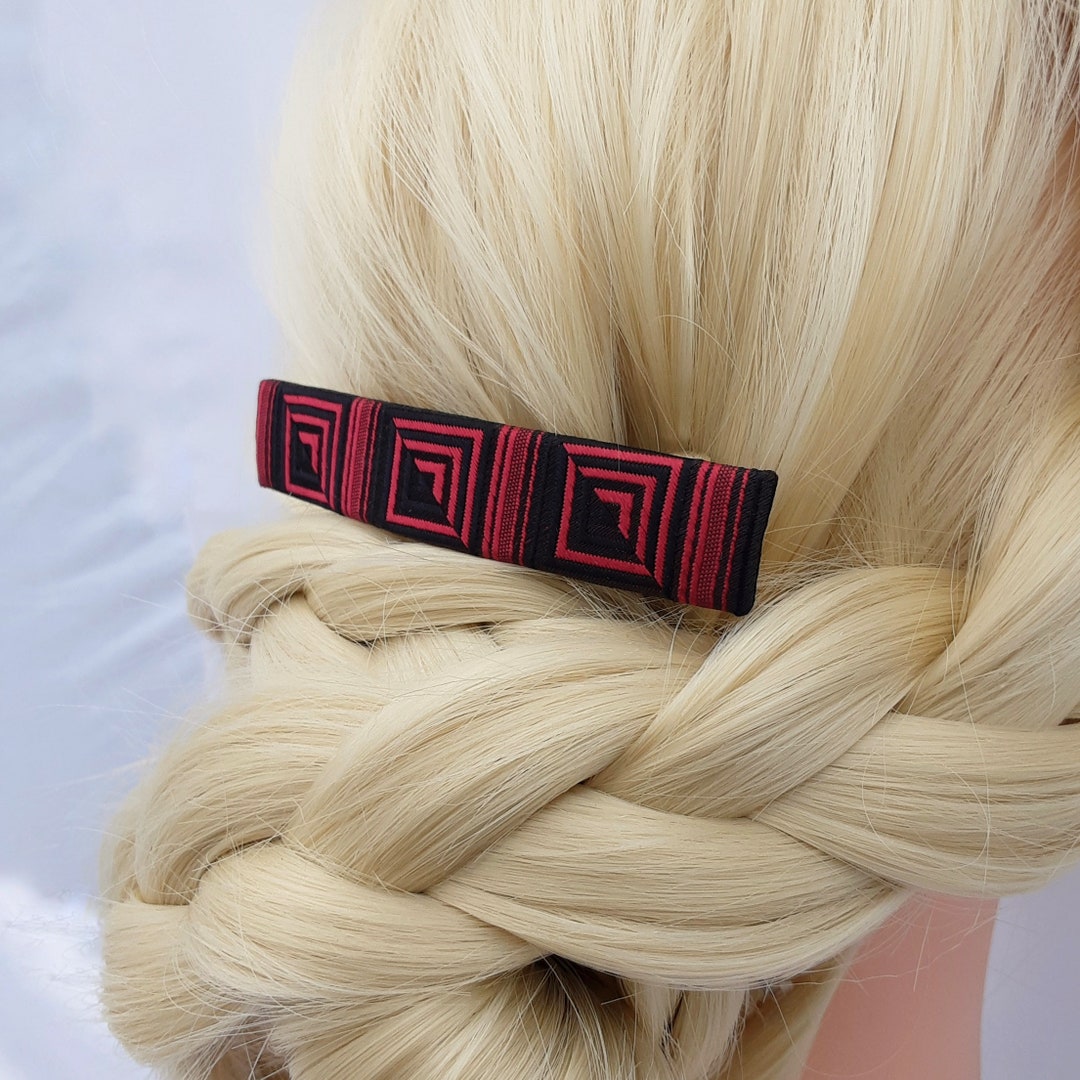 Red Black Hair Barrette. Practical, Colourful Gift for Women or Teens ...