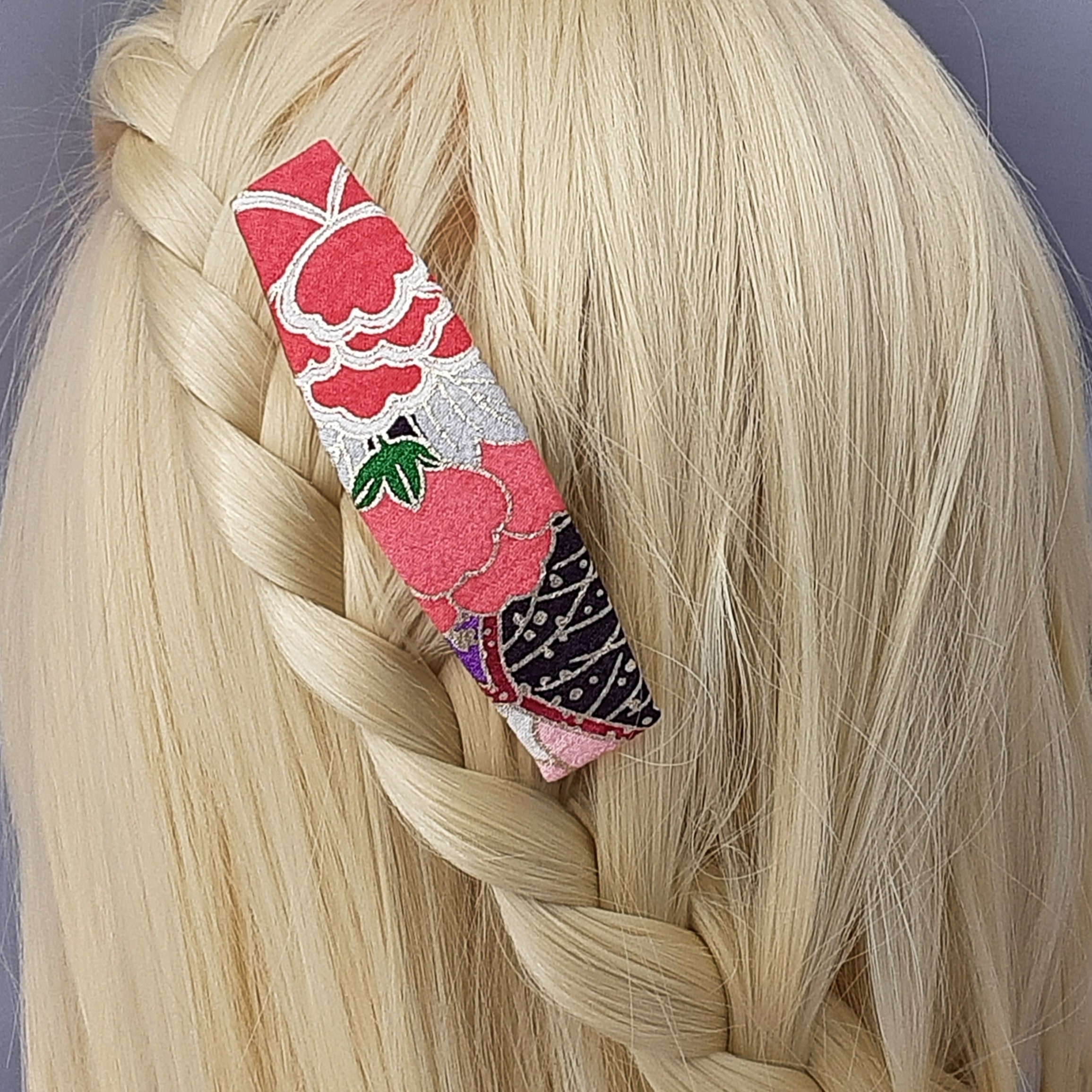 Floral Japanese Silk Hair Clip: Gold Highlight Barrettes - Etsy