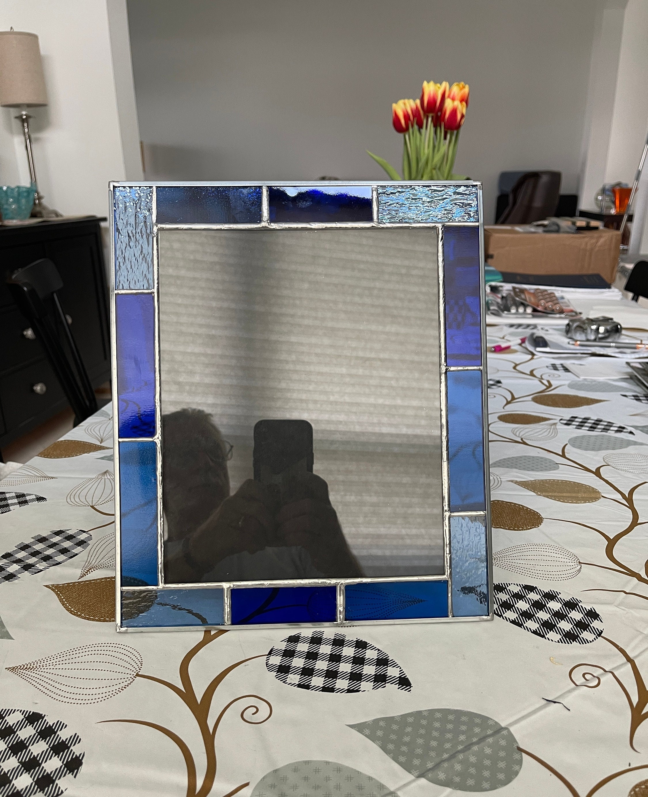 8x10 Hand Crafted Stained Glass Blue Picture Frame - Etsy Canada