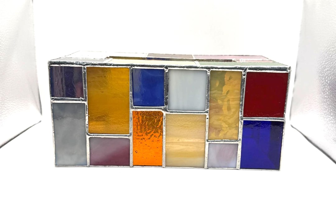 Hand-crafted Stained Glass Abstract Large Tissue Box 9x5x5 - Etsy UK