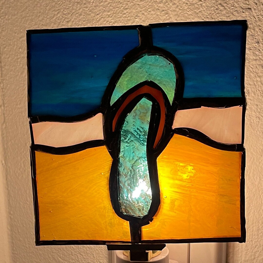 Hand Crafted Blue/green Flip Flop Stained Glass Nightlight - Etsy
