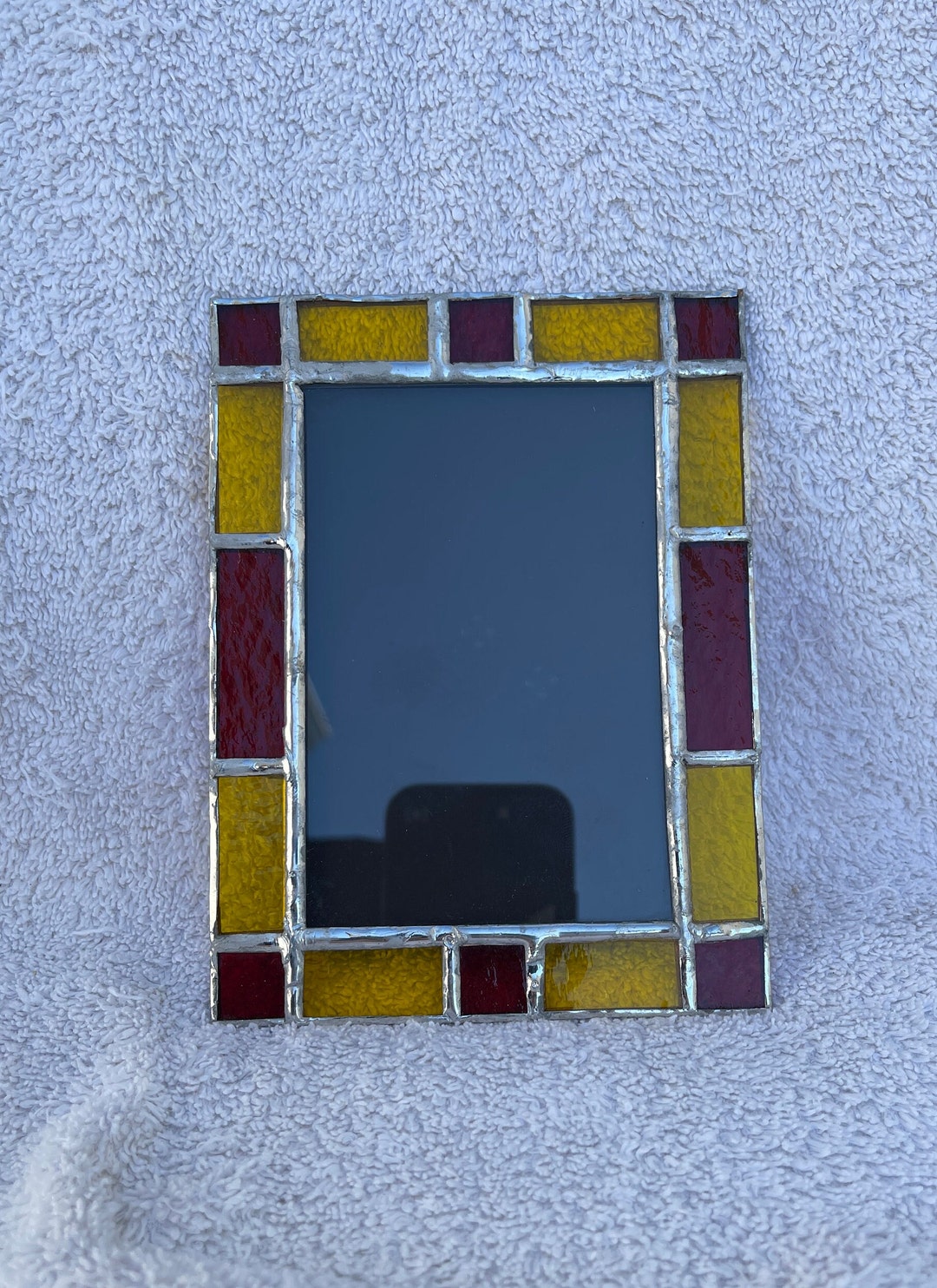 3.5x5 Hand Crafted Red and Yellow Stained Glass Picture Frame - Etsy