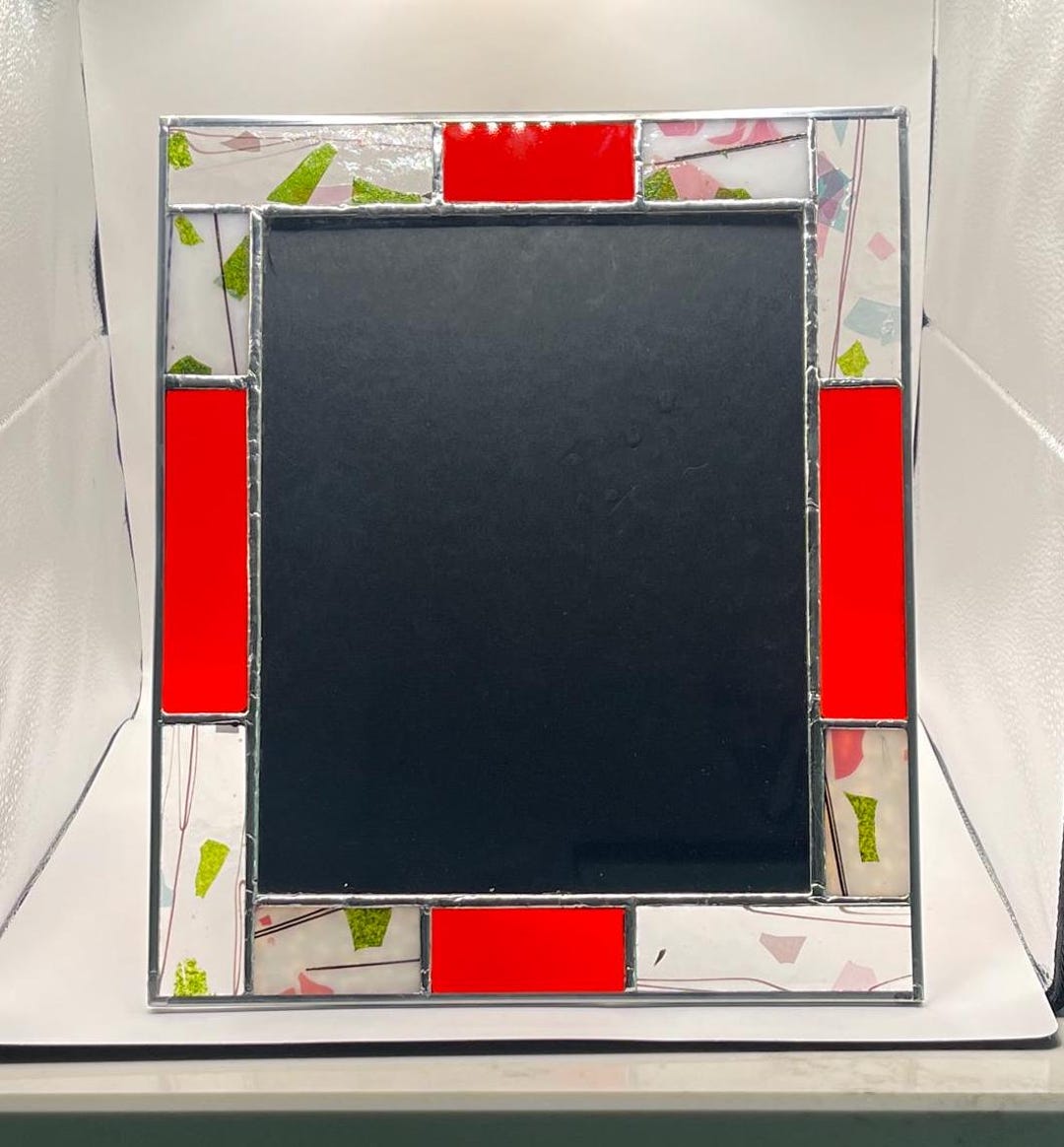 8x10 Handcrafted Red With Confetti Stained Glass Picture Frame - Etsy
