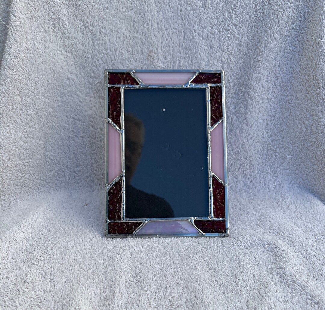 4x6 Hand Crafted Pink and Red Stained Glass Picture Frame - Etsy