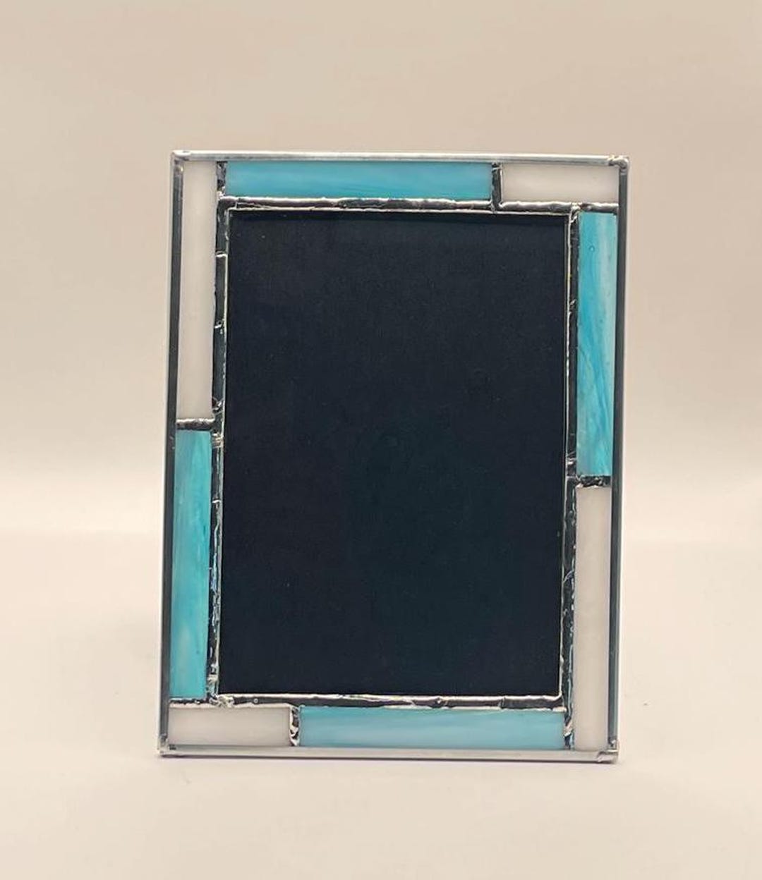 5x7 Hand Crafted Blue and White Stained Glass Picture Frame - Etsy
