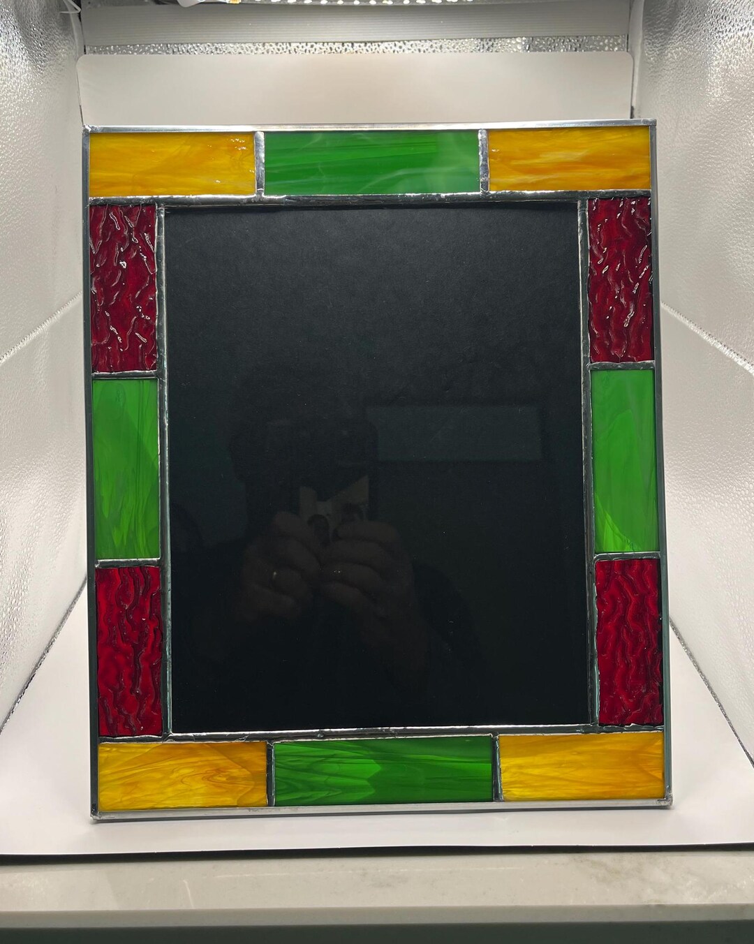 8x10 Hand Crafted Red, Orange, and Green Stained Glass Picture Frame - Etsy