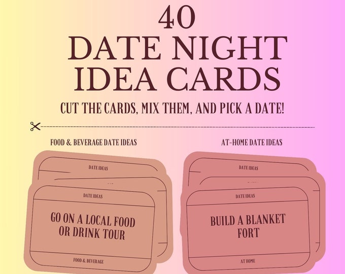 Printable Date Night Idea Cards: 40 Unique Date Ideas (PDF) - Etsy UK