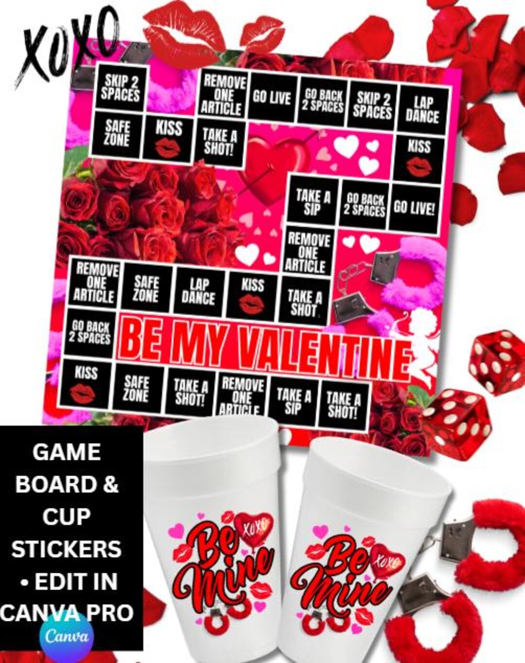 Valentine's Day Game Board & Cup Stickers Romantic Couples Date Night ...