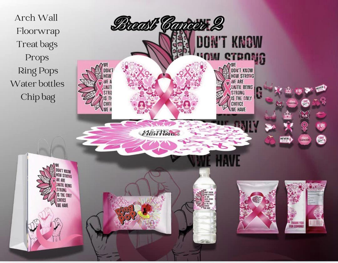 Breast Cancer 2 Template Bundle Instant Download Party Favors - Etsy