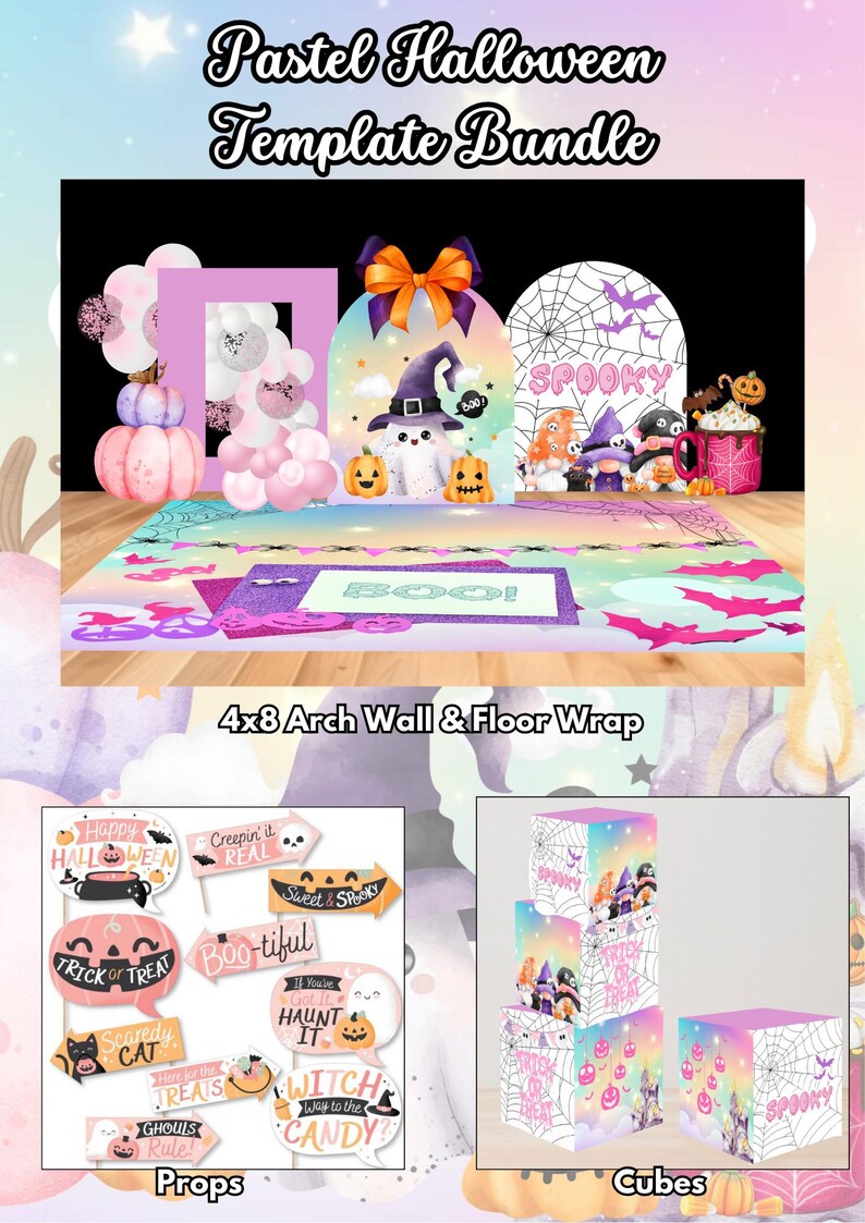 Pink Pastel Halloween Party Template Bundle Instant Download Party ...