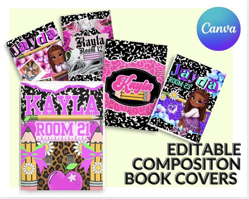 Editable Composition Book Cover | Back to School DIY Notebook Custom ...
