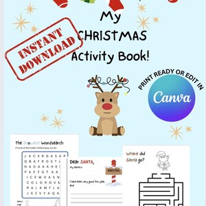 Christmas Activity Book: 100 Pages, Letter to Santa (digital Download ...