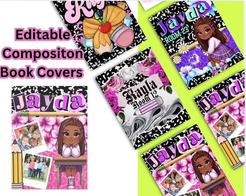 Editable Composition Book Cover | Back to School DIY Notebook Custom ...