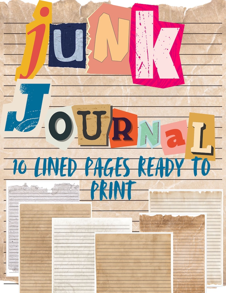 Lined Paper Vintage Junk Journal Printable Kit: Scrapbooking, Antique ...