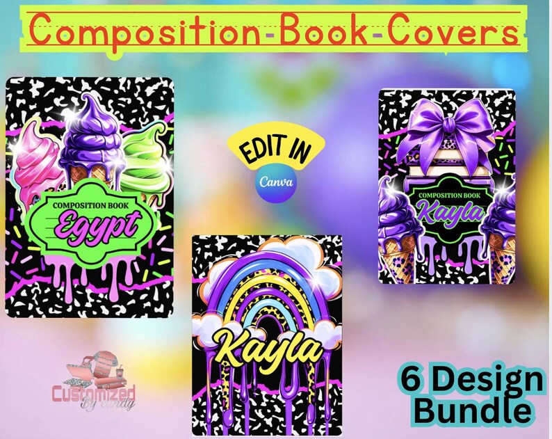 Editable Composition Book Covers: Back to School DIY Design (digital ...