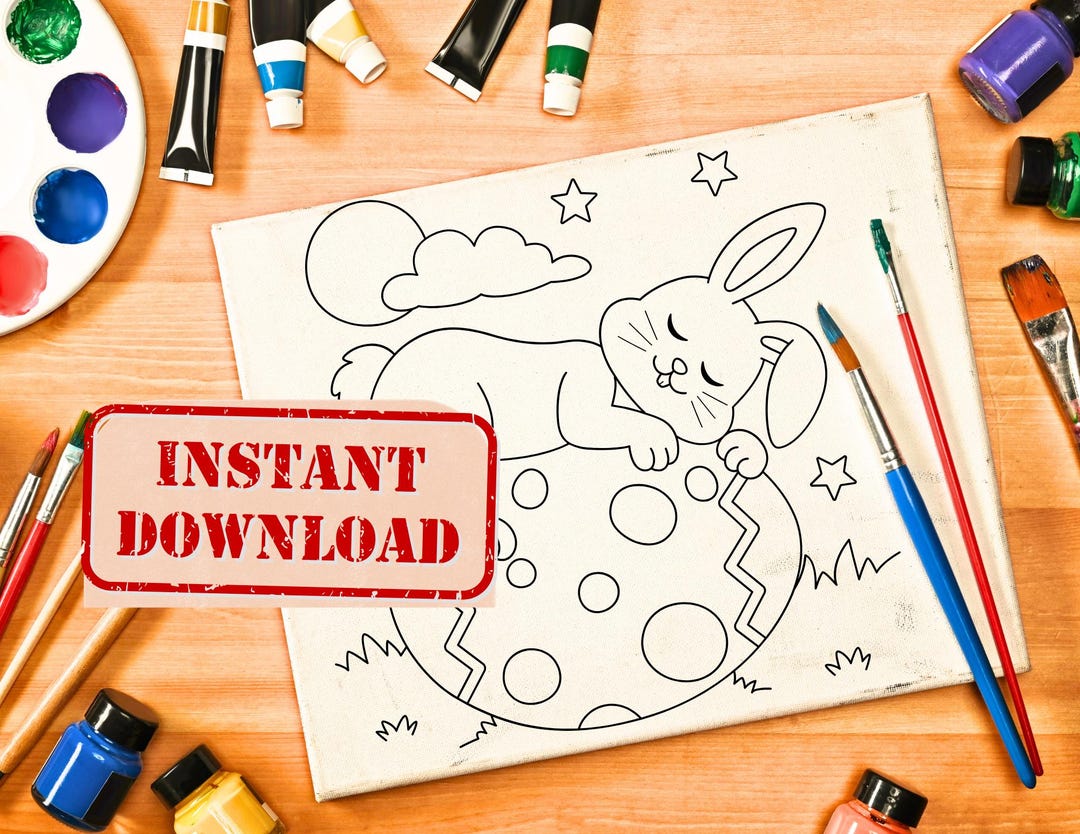 Easter Egg Paint Party Printable | DIY Rabbit Painting Template for ...
