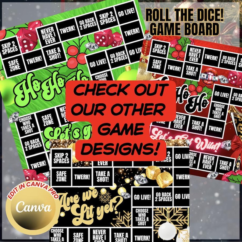 Christmas Game Board Green Template for Printing | Instant Digital ...
