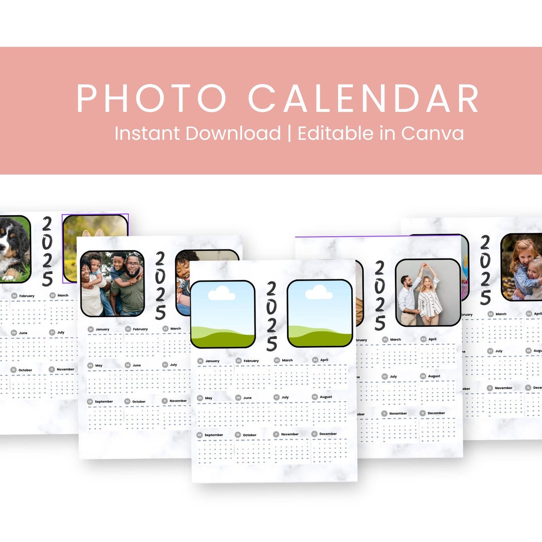2025 Photo Calendar | Editable Canva Template | Customizable Digital ...