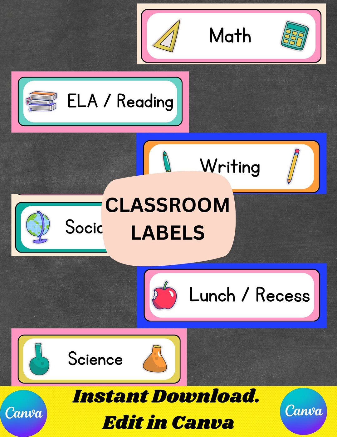 Editable Classroom Labels: Printable Teacher Signs (digital Download ...