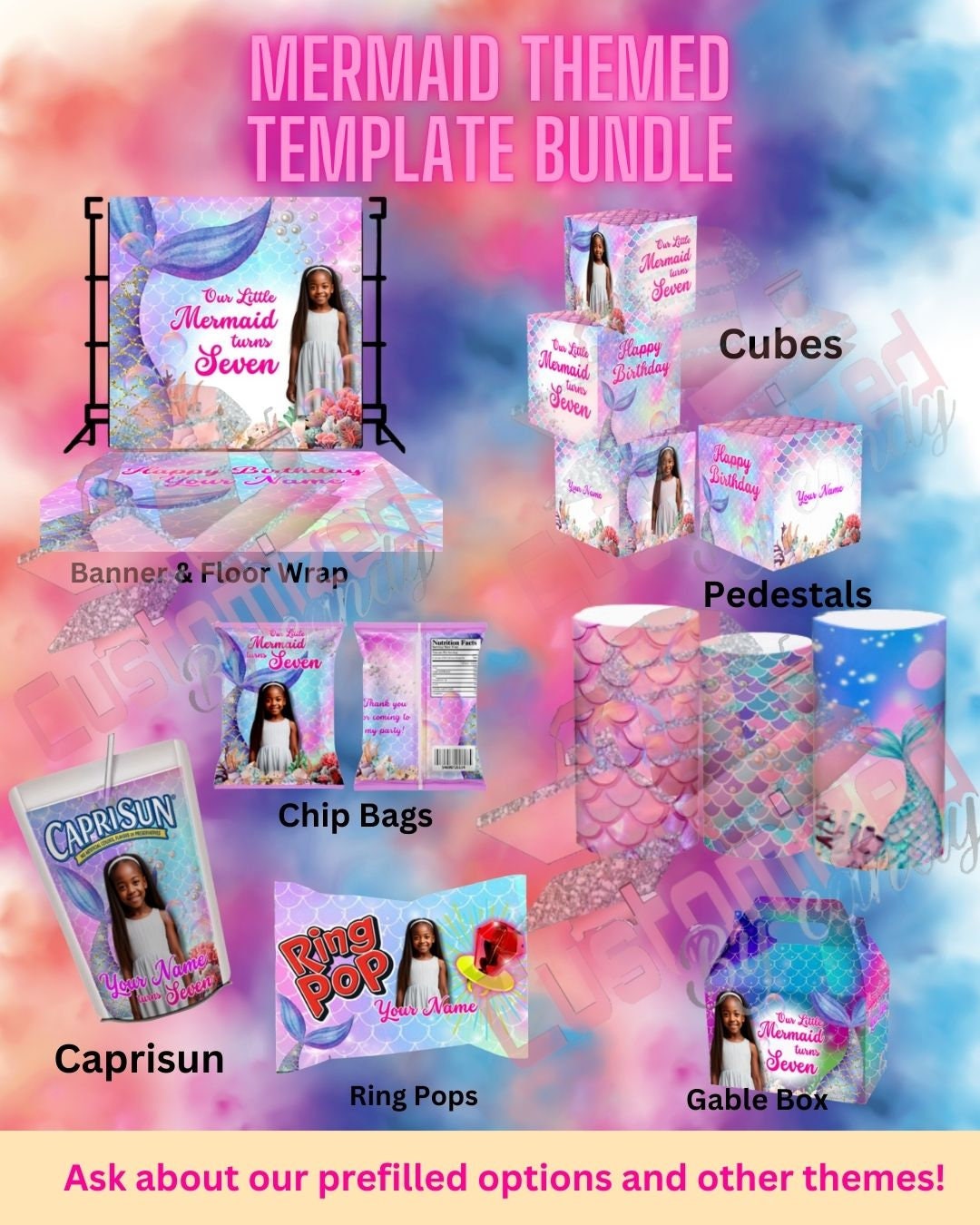 MERMAID PARTY Templates: Chip Bags, Caprisun, Banners & Floor Wraps ...