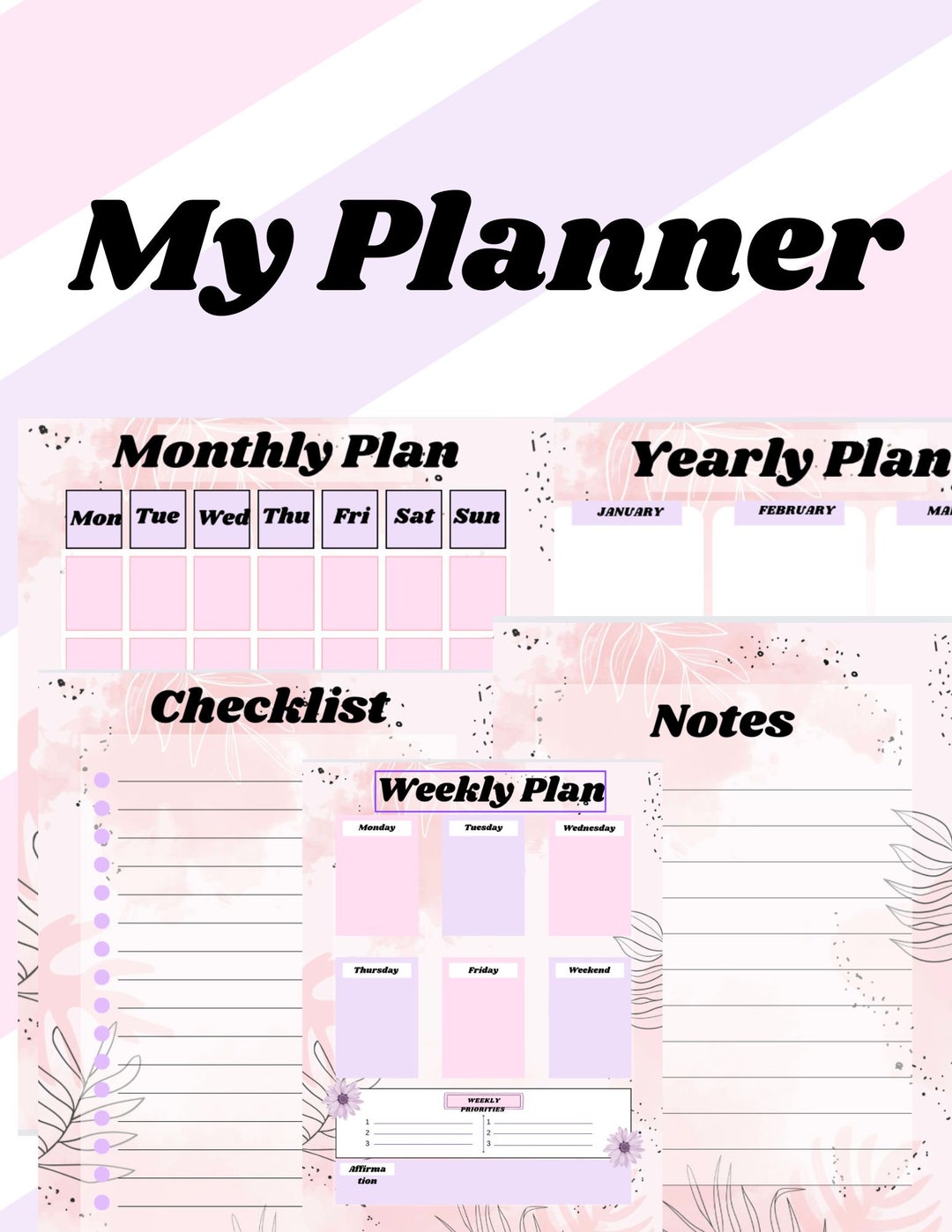 Daily Journal Planner Printable , Weekly Planner, Minimal Daily Diary ...