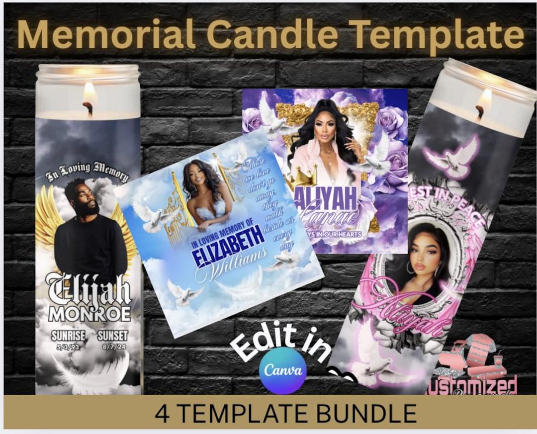 Memorial Candle Template: Elegant Tribute Design (canva, Digital ...