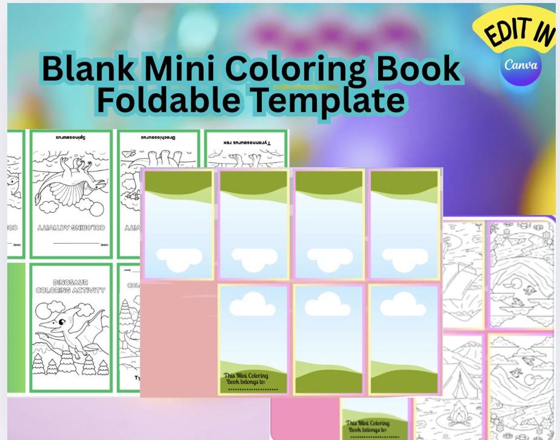 Mini Coloring Book Template: DIY Kids Party Favor (canva Editable ...