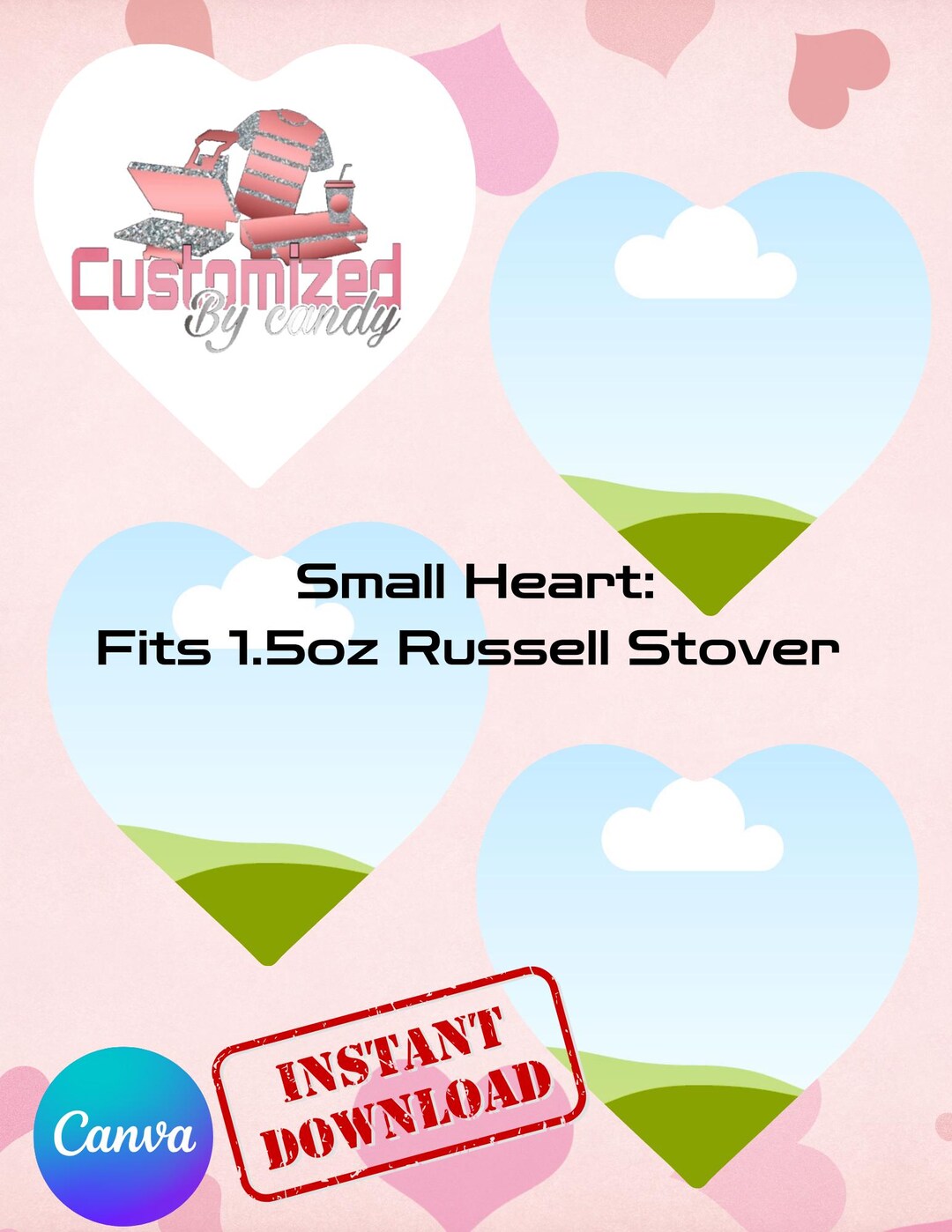 Candy Heart Box Template: Valentine's Gift Label, Canva Frame (digital ...