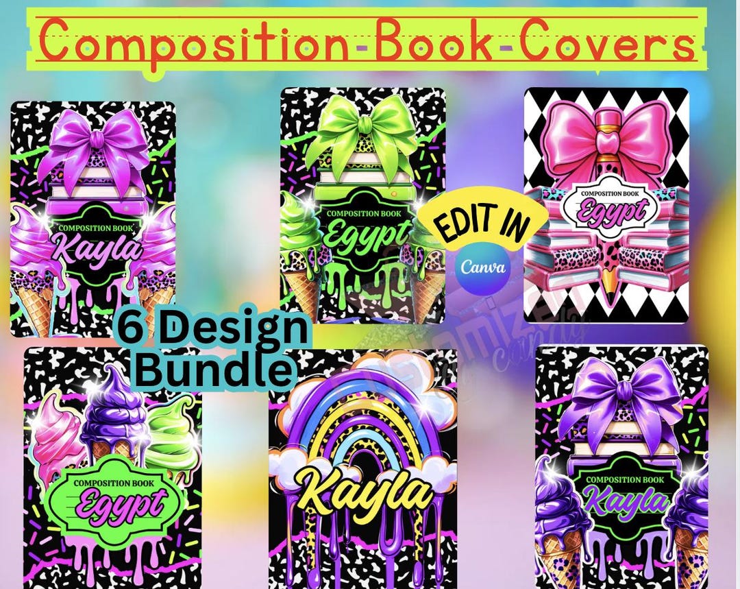 Editable Composition Book Covers: Back to School DIY Design (digital ...
