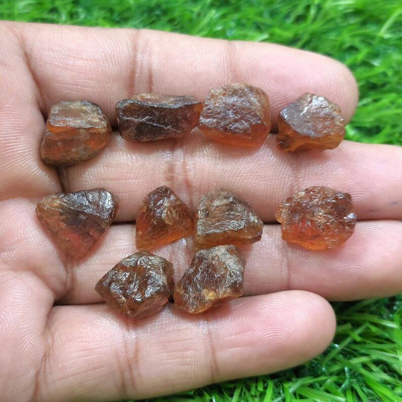 Raw Hessonite Garnet: 10 Piece Natural Gemstone Lot (13-17 MM) - Etsy