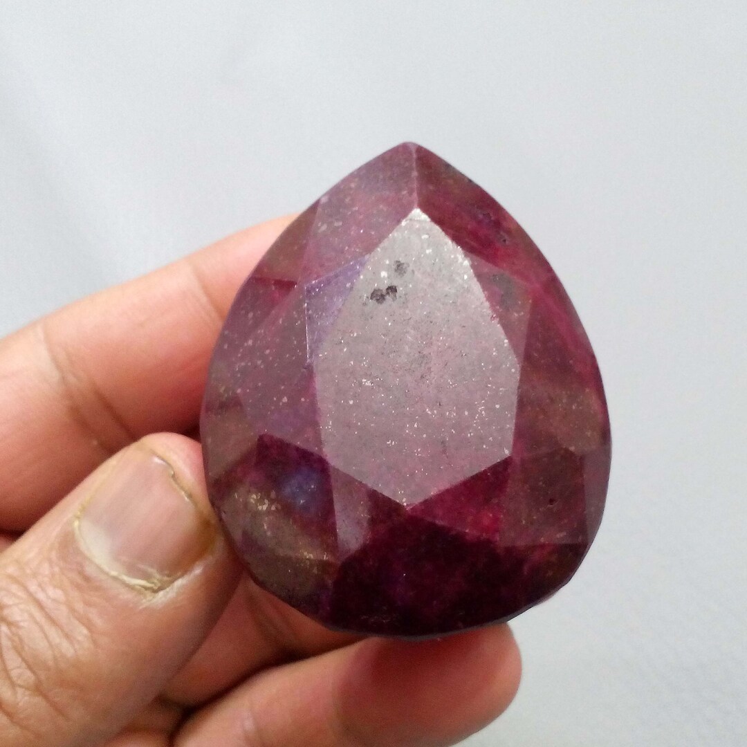 Natural African Dark Red Ruby 614 Crt 52x42x28 Mm Faceted Pear Shape ...