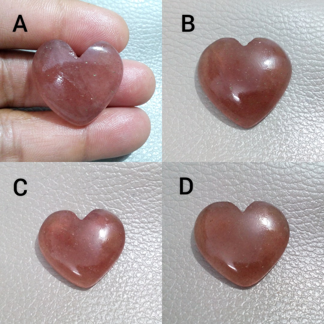 Top Quality Strawberry Quartz Flat Back Heart Shape Cabochon, With Very ...