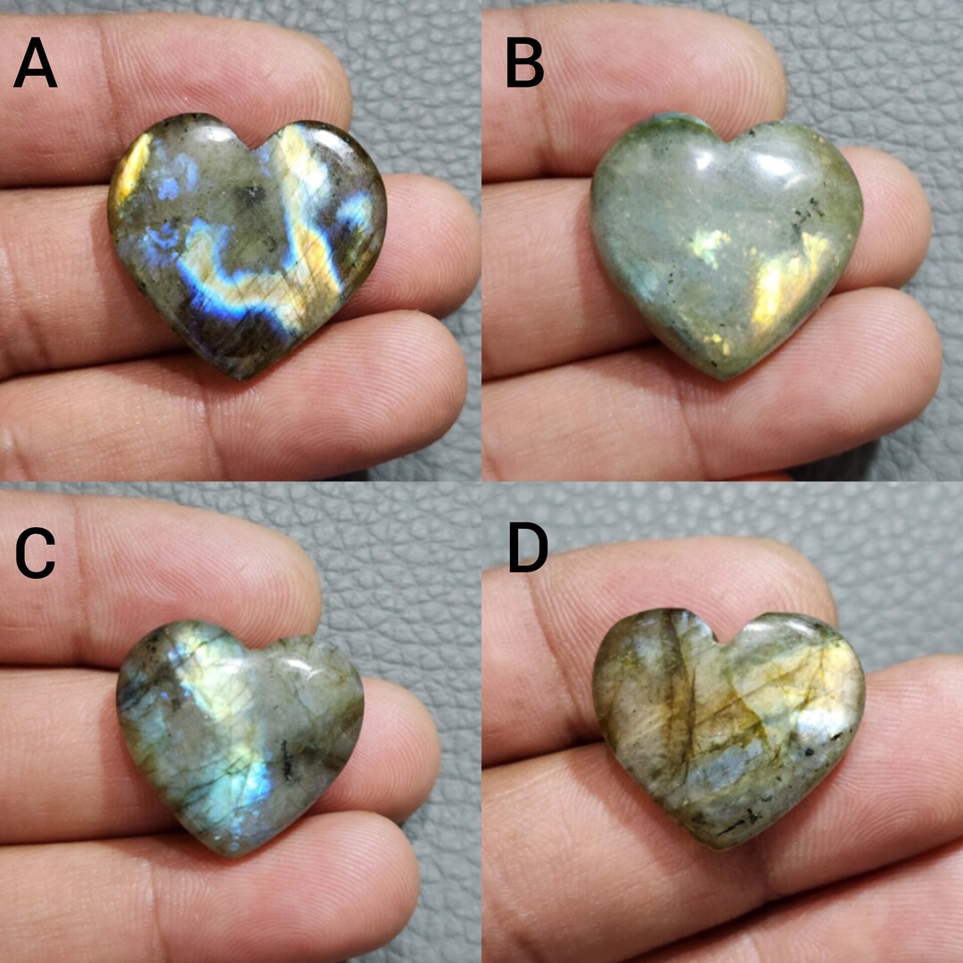 Natural Multi Labradorite Flat Back Heart Cabochon, Loose Gemstone for ...