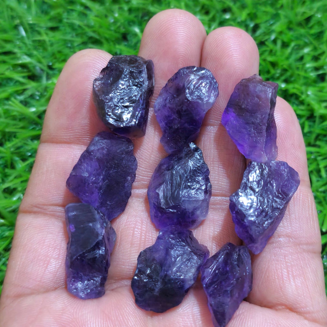 12 Raw Purple Amethyst Gemstones: Rough Crystals (16-18 MM) - Etsy