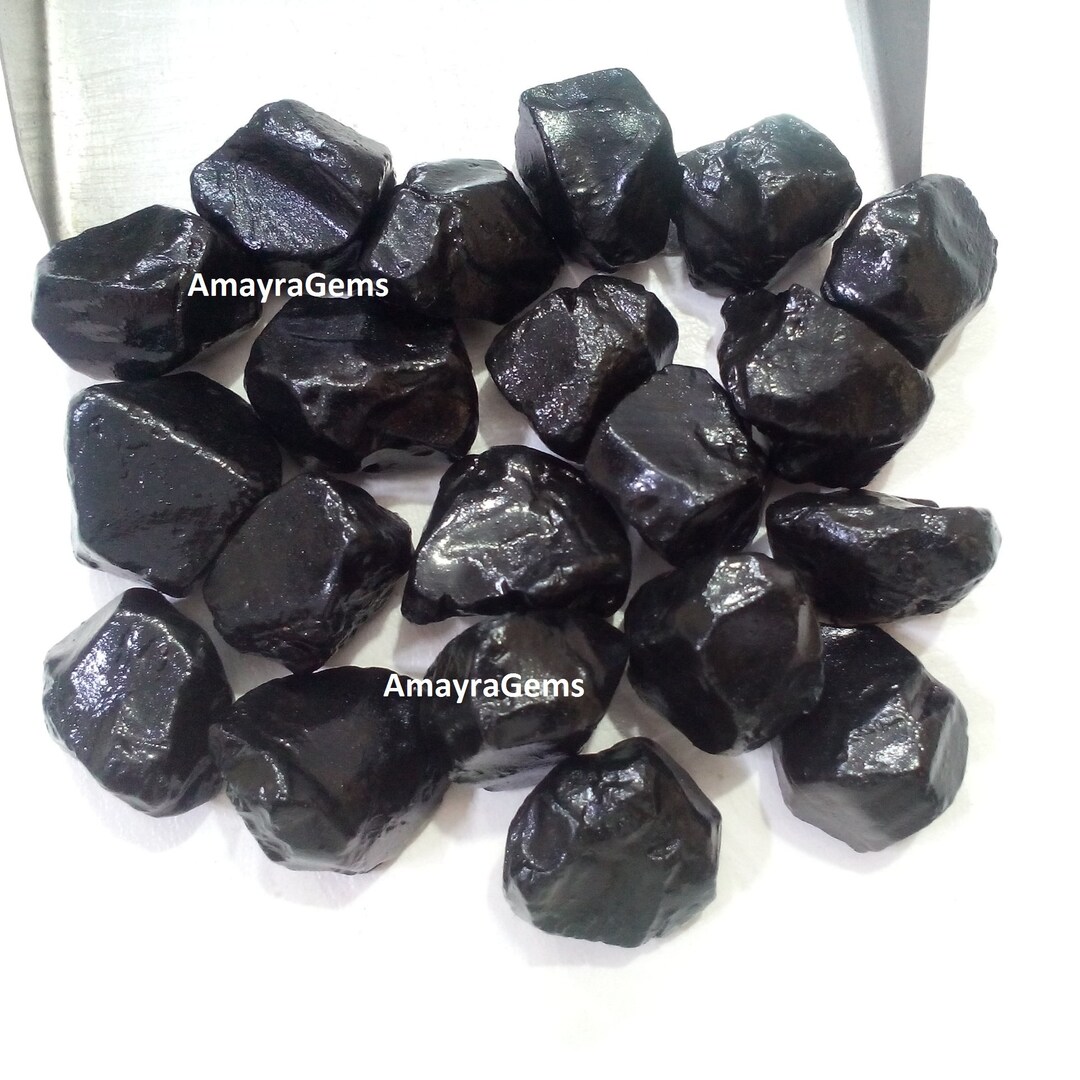 10 AAA Raw Black Spinel Gemstones: 18-22mm Rough Loose Jewelry Making ...