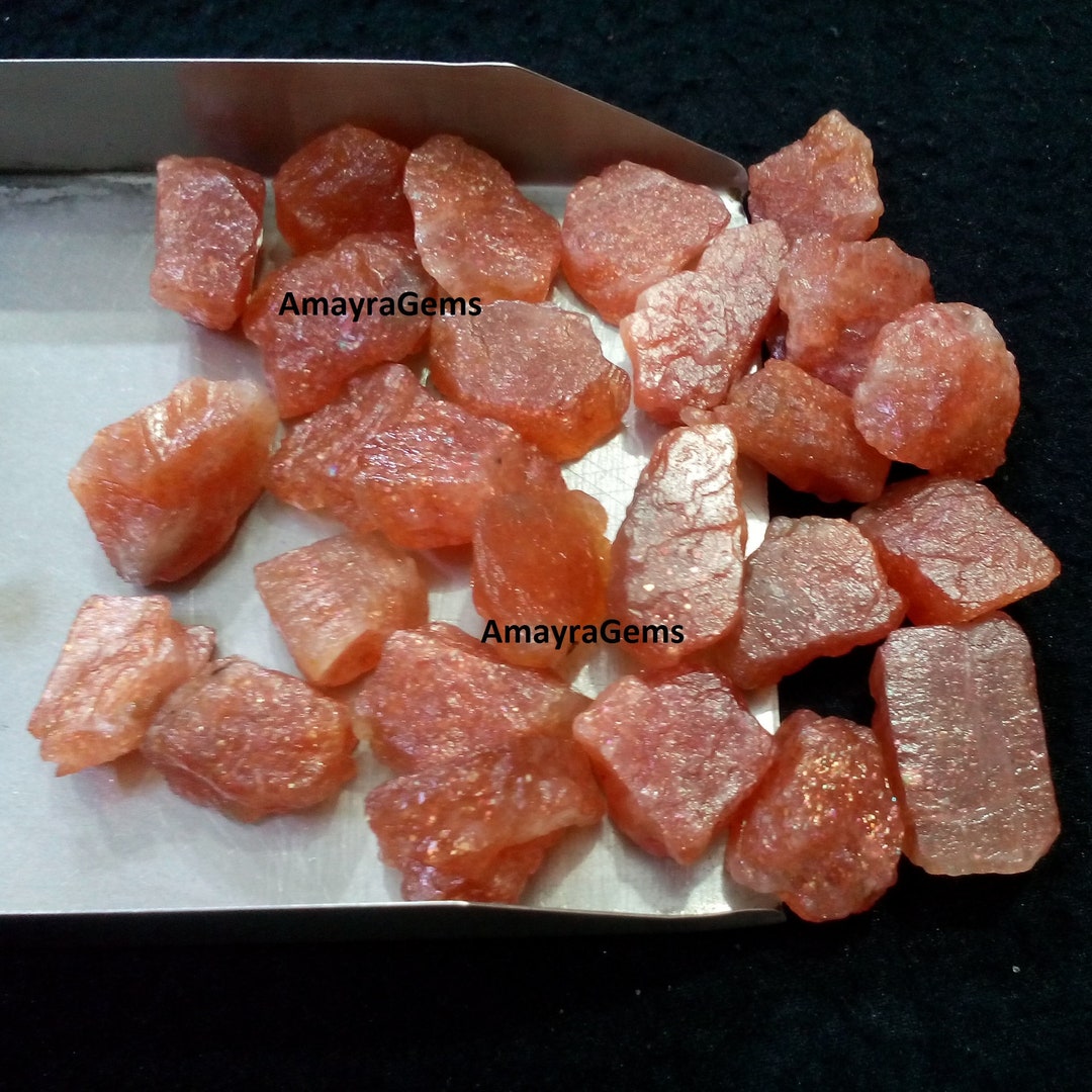 10 Pieces Natural Sunstone Raw,size 8-10 MM, Natural Sparkle Sunstone ...