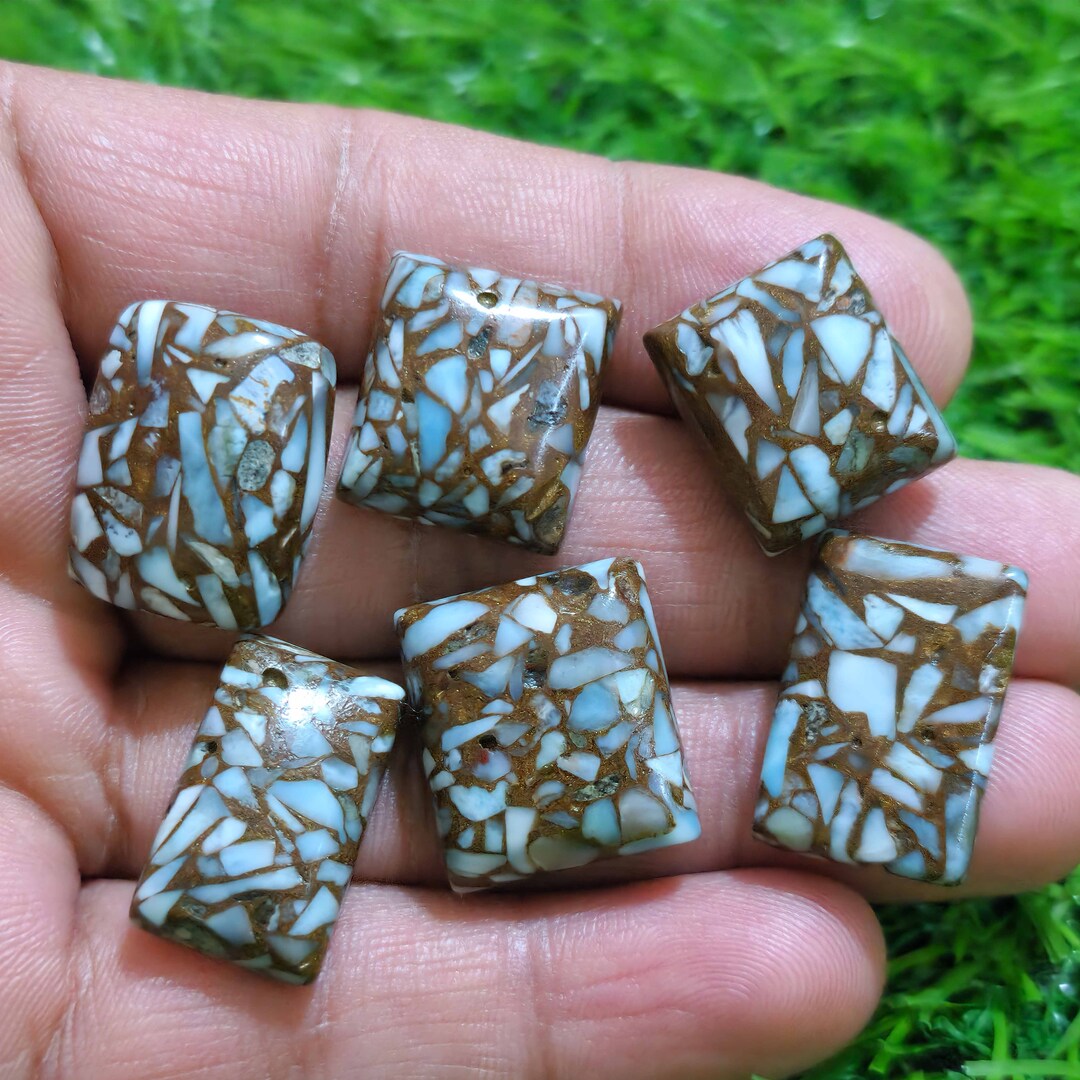 Copper Larimar Rectangle Cabochons: Loose Gemstone Lot (18-22 Mm) - Etsy