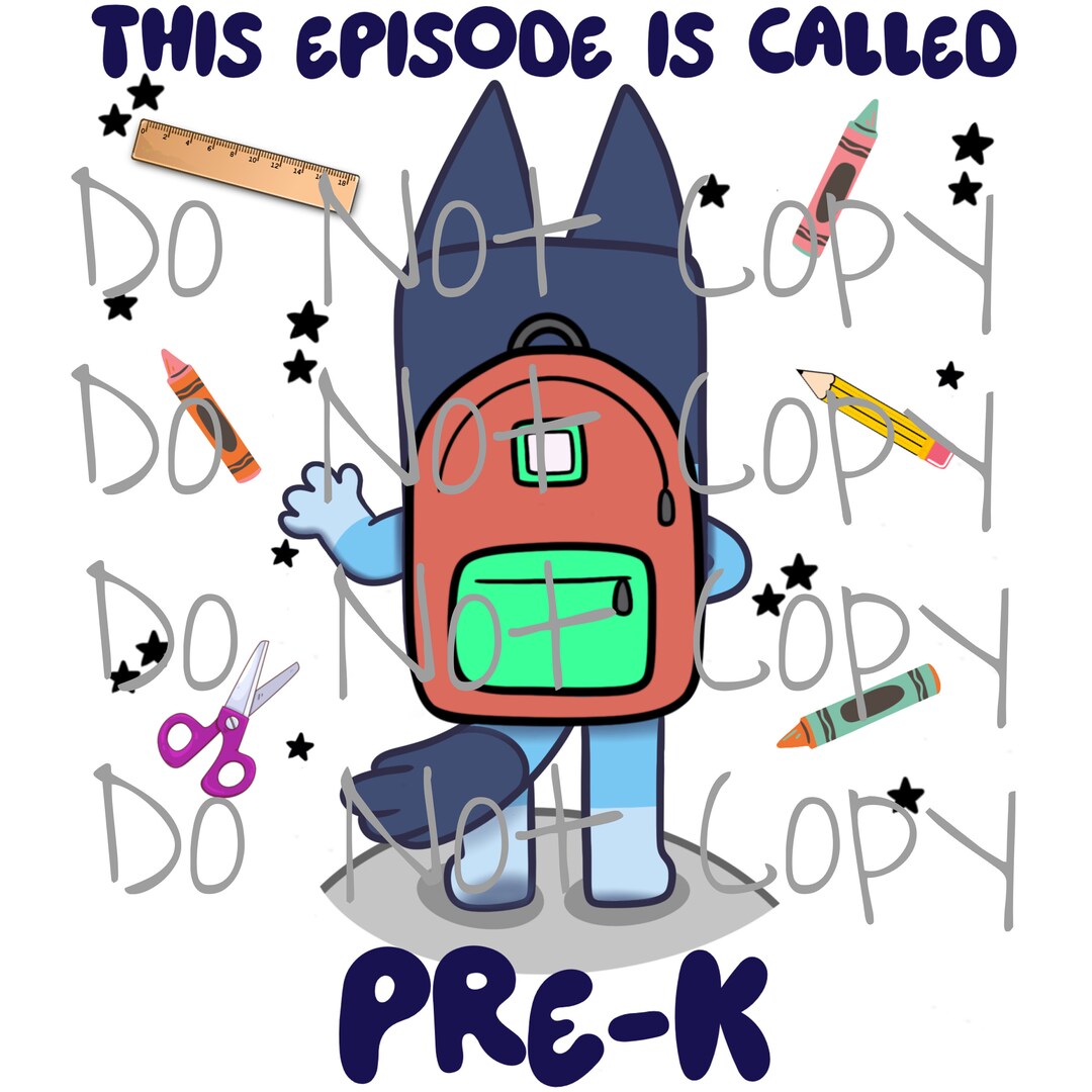 Pre-k Blue Dog Back to School Red Backpack PNG Digital Download - Etsy