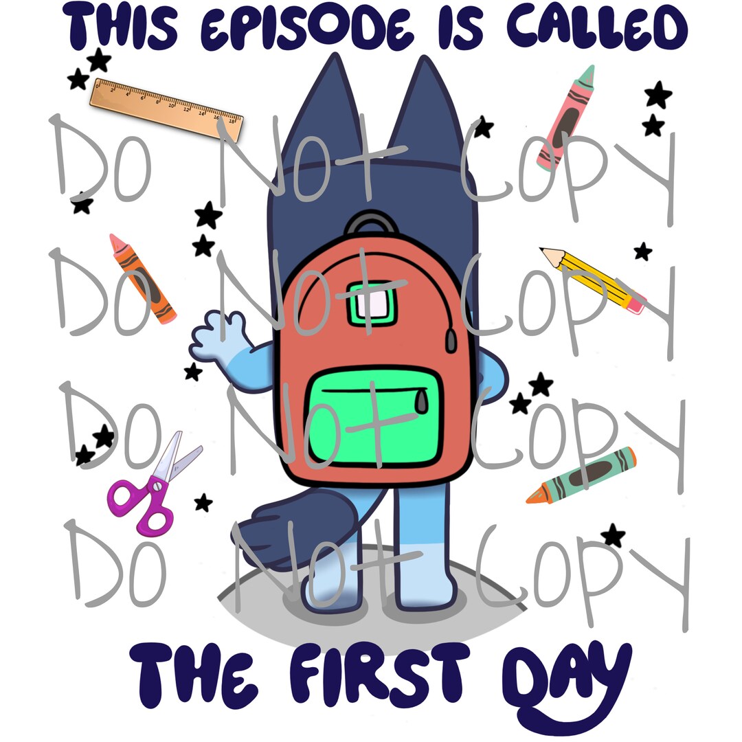 The First Day Blue Dog Red Backpack PNG Digital Download - Etsy