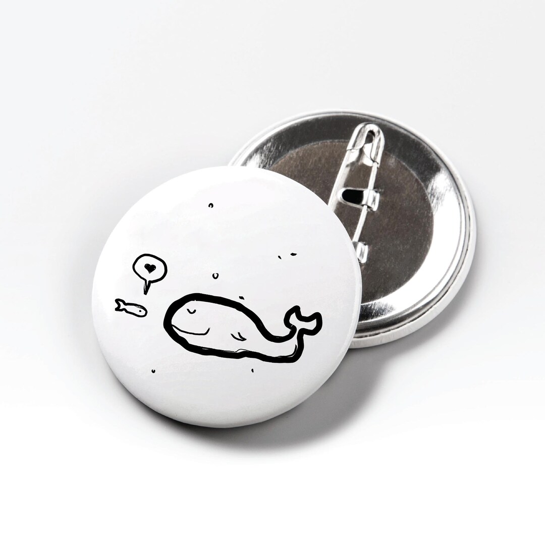 Baby Whale Button Drawn Whale Pin With Safety Pin Mini Gift for Moms ...