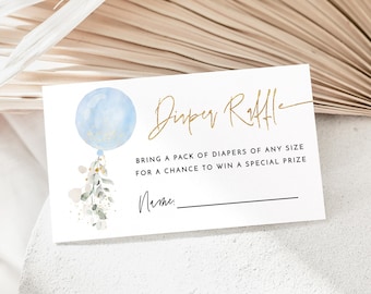 Printable Diaper Raffle Card Editable Template Baby Boy - Etsy