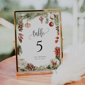 Christmas Wedding Table Numbers Template, Holiday Table Numbers ...