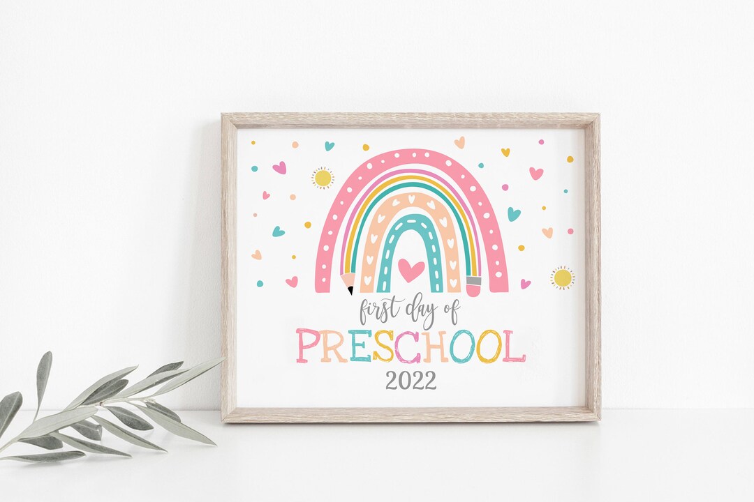 Letrero del primer día de preescolar, plantilla de letrero escolar ...