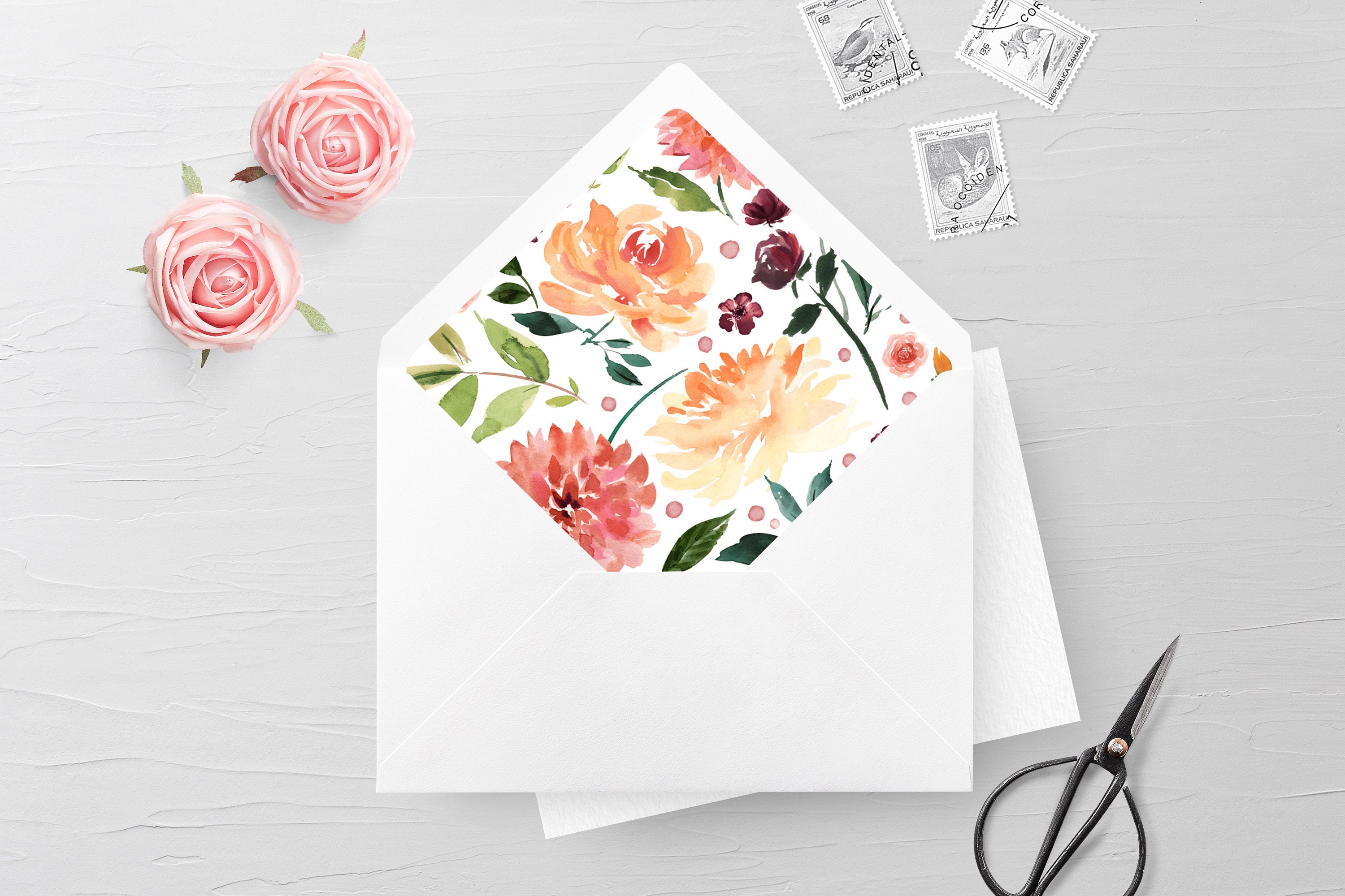 Printable Envelope Liner Template Fall Envelope Liner Floral - Etsy