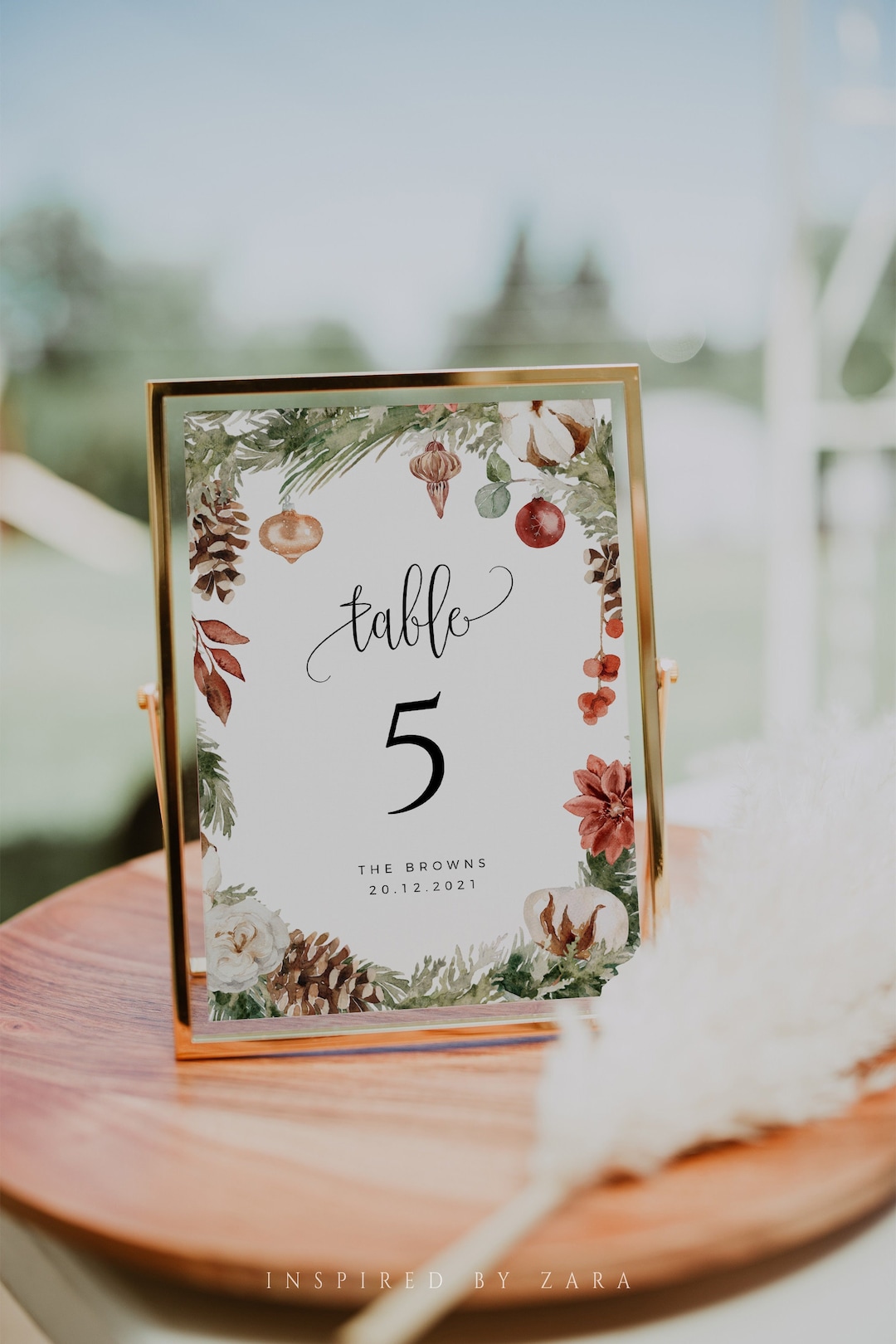 Christmas Wedding Table Numbers Template, Holiday Table Numbers ...