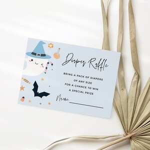 Blue Halloween Diaper Raffle Template, Cute Ghost Diaper Raffle Card ...