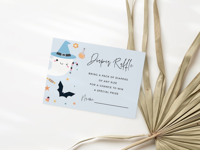Blue Halloween Diaper Raffle Template Cute Ghost Diaper - Etsy